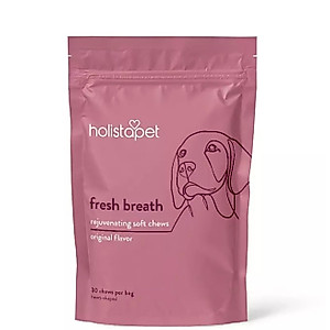HolistaPet Fresh Breath Soft Chews, Freshen Your Pups Breath with a Heart Shaped Soft Chew, 30 Chews Per Bag (Original)
