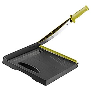 12" Cut Length Guillotine Paper Trimmer, 16 Sheets Capacity Paper Cutter for Paper Photo Card Stock,Handhold Folding Gridded Photo Cutter