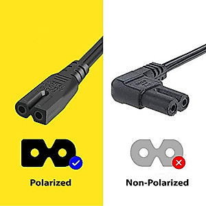 SHAFI® 10FT 2 Prong Power Cord - [UL] Polarized Power Cord NEMA1-15P to IEC-C7 - Replacement Figure 8 AC Power Cable Compatible with Vizio LED-HDTV D-E-M-Series, Sound Bar, Sewing Machine - 10-Feet