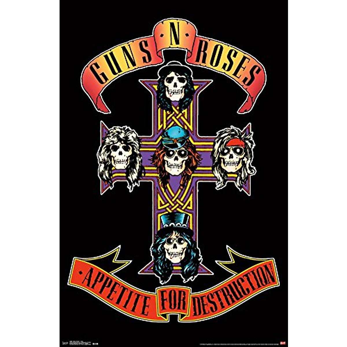 Trends International Guns N' Roses - Cross Wall Poster, 22.375" x 34", Unframed Version