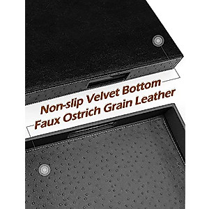 Ranslen Serving Tray with Handles, 20 x 16 Inch Rectangular Leather Tray for Coffee Table, Breakfast, Kitchen Home Black Tray Decor Extra Large