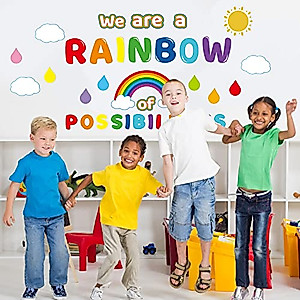 We are A Rainbow of Possibilities Bulletin Board Set Motivational Rainbow Cutouts Inspirational Back to School Classroom Decoration 64Pcs