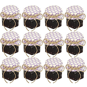 1.5 oz Hexagon Mini Glass Jars with Silver Lids and Labels (Pack of 24)