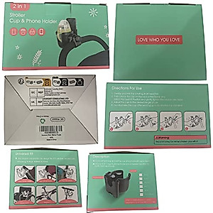 Suranew Adjustable Stroller Cup Holder with Phone Holder for Baby Stroller for Family Members, Walker Purple