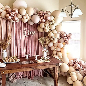 Blush Ivory Balloons Garland Kit Pastel Ivory Nude Brown Rose Gold Metallic Double Stuffed Balloons Arch kit for Bridal Engagement Baby Shower Birthdays Weddings Boho Party Decoration