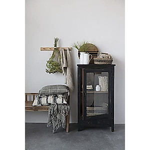 Creative Co-Op Woven Cotton Lumbar Pillow with Stripes and Fringe