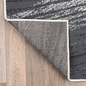 Rugshop Contemporary Distressed Abstract Soft Area Rug 8' x 10' Gray