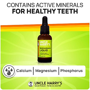 Uncle Harry's Natural & Fluoride-Free Remineralization Liquid for Tooth Enamel - Freshens Breath & Strengthens Teeth (2 Pack, 1 oz.)