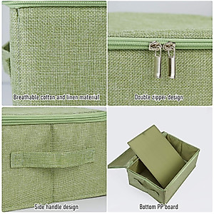 Natheeph Cube Storage Bins with Zipper Lid Foldable Storage Box with Handles Cotton Linen Closet Organizers and Storage Baskets for Clothes Toys (S)