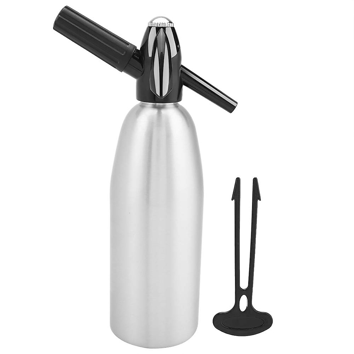 ANKROYU 1L Fashionable Attractive Soda Siphon with Pressure Regulator, Portable Alloy Soda Water Bottle Cup, Soda Maker Machine Sparkling Water Maker for Juice Drinks Cocktail(Silver)