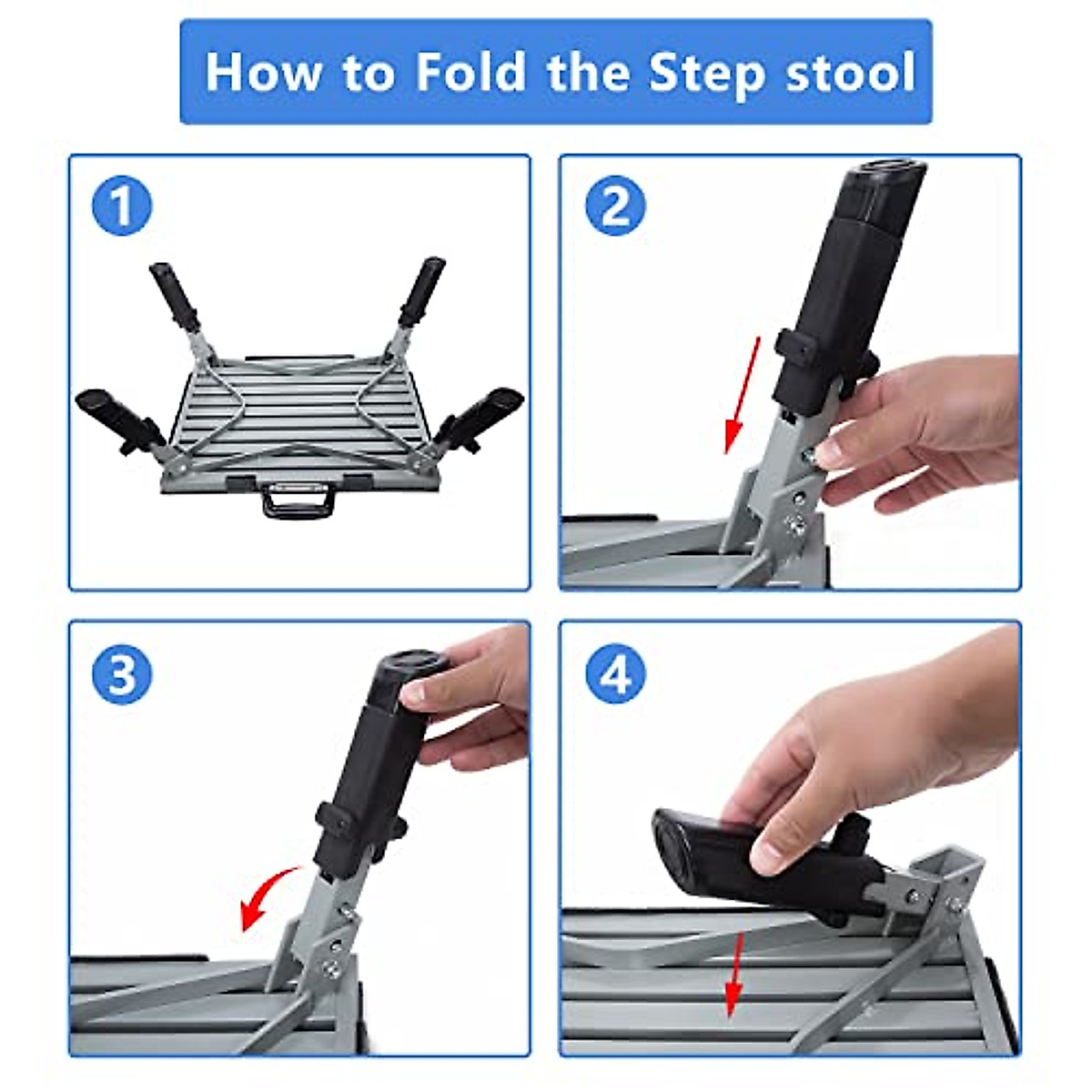 Homeon Wheels Larger Aluminum RV Steps, Adjustable Height Aluminum Folding Platform Step with Non-Slip Rubber Feet RV Stair Cover, Keep RV Cleaner and Safer-Supports Up to 1500 lbs