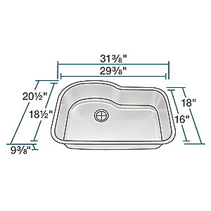 MR Direct 346-16-ENS Stainless Steel Undermount 31-3/8 in. Single Bowl Kitchen Sink with Additional Accessories, 16 Gauge