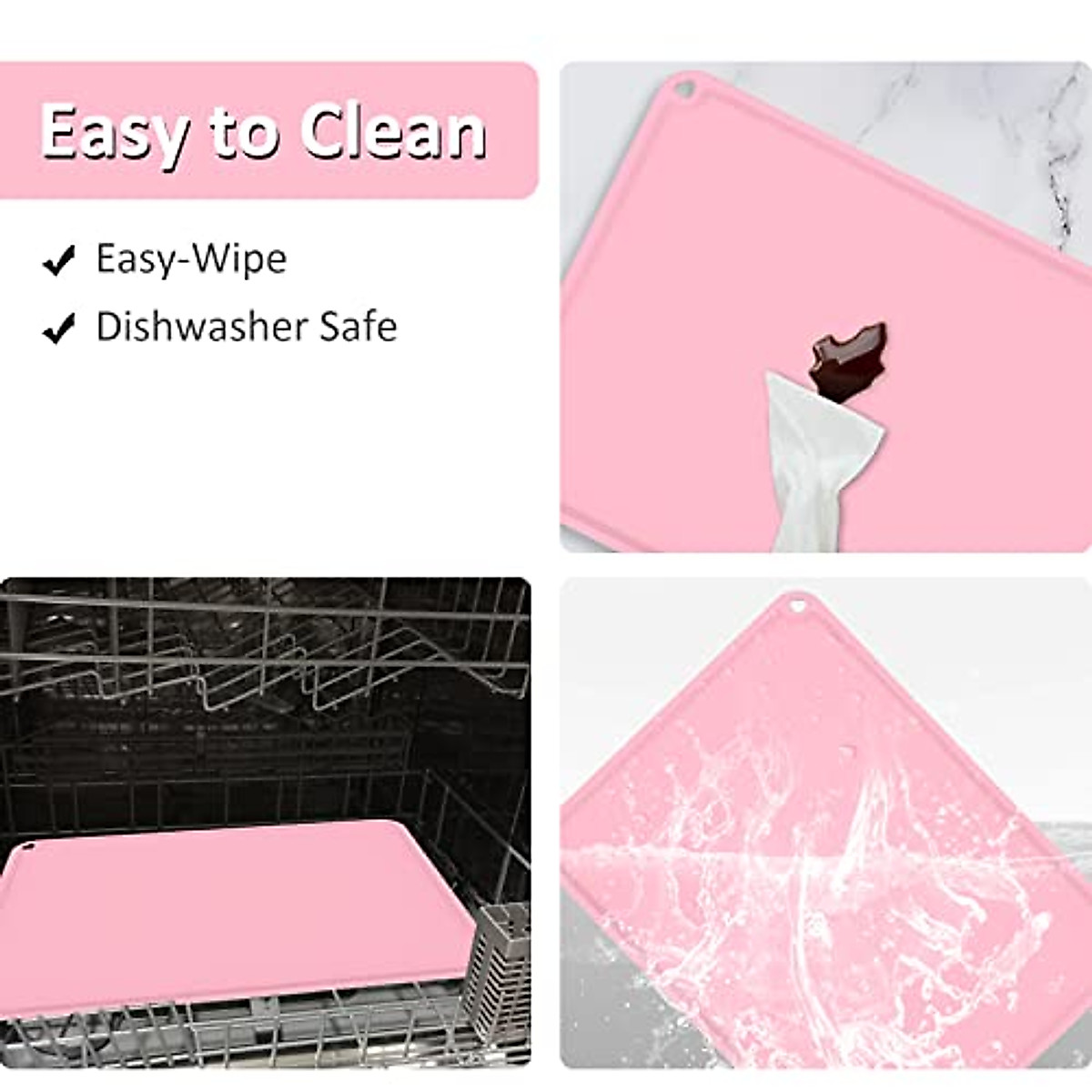 Baby Placemats, Non-Slip Silicone Placemat for Kids, Toddler Placemat for Dining Table, Baby Placemats Portable Food Mats for Kids Toddler Children (2 Pack, Baby Blue,Pink)