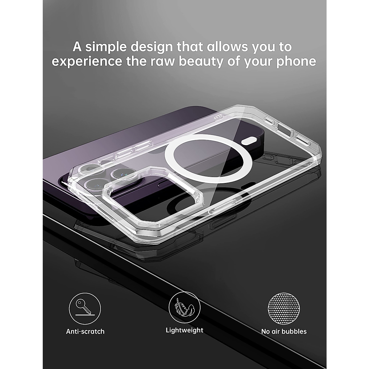 Kakalux[for iPhone 14Pro Phone case,Magnetic case for iPhone 14Pro,magsafe Compatible,with airbag Protection at All Four Corners and Military Grade Drop Protection for iPhone 14Pro(6.1'')-Clear.