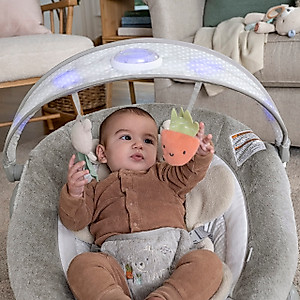 Ingenuity InLighten Baby Bouncer Seat with Light Up-Toy Bar and Bear Tummy Time Pillow Mat - Nate, Newborn and up
