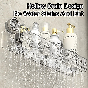 ZCNANDG No Drill Clear Wall Caddy, Drill-Free Removable Storage,Removable Suction Cup Shelf, Organizer for Shower, Sink, Wall Mounted Space Saver, No Drilling Bathroom Shower Organizer