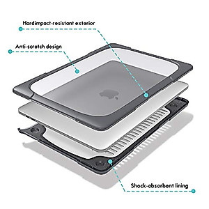 ProCase MacBook Pro 13 Case 2019/2018/2017/2016 Release with/Without Touch Bar A2159 A1989 A1706 A1708, Heavy Duty Hard Shell Protective Cover with Fold Kickstand for Apple MacBook Pro 13” –Grey