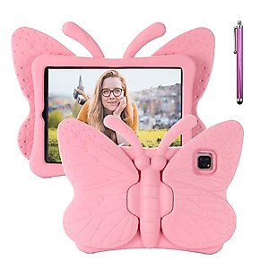iPad Pro 11 Kids Case, iPad Pro 11 inch 2020 Case for Kids, Light Weight Shockproof EVA Foam Protective Tablet Cover Stand Case for iPad 11" 2nd Generation - Cute Butterfly (Rose Red)