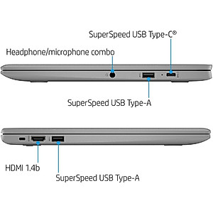 HP 2023 Newest Chromebook Laptop, 14 Inch Display, Intel Celeron N4120 Processor, 4GB RAM, 128GB Storage (64GB eMMC+64GB MSD Card), Intel UHD Graphics 600, WiFi, Bluetooth, Chrome OS, Modern Gray