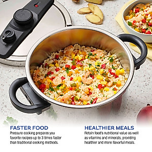 Zavor EZLock Stove Top Pressure Cooker 10 Quart - Canning Ready, Stainless Steel, Multi Pressure Levels, Easy Locking, Induction Ready, 4 Jar Canning Capacity, Digital Cookbook & Steamer Basket