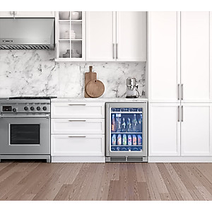 Zephyr 24" Wine Fridge & Beverage Refrigerator Single Zone Under Counter - Mini Wine Cooler Cellars Small Beer Fridge Cabinet Drink Chiller Freestanding Wine Beverage Cooler, 7 bottles,112 cans