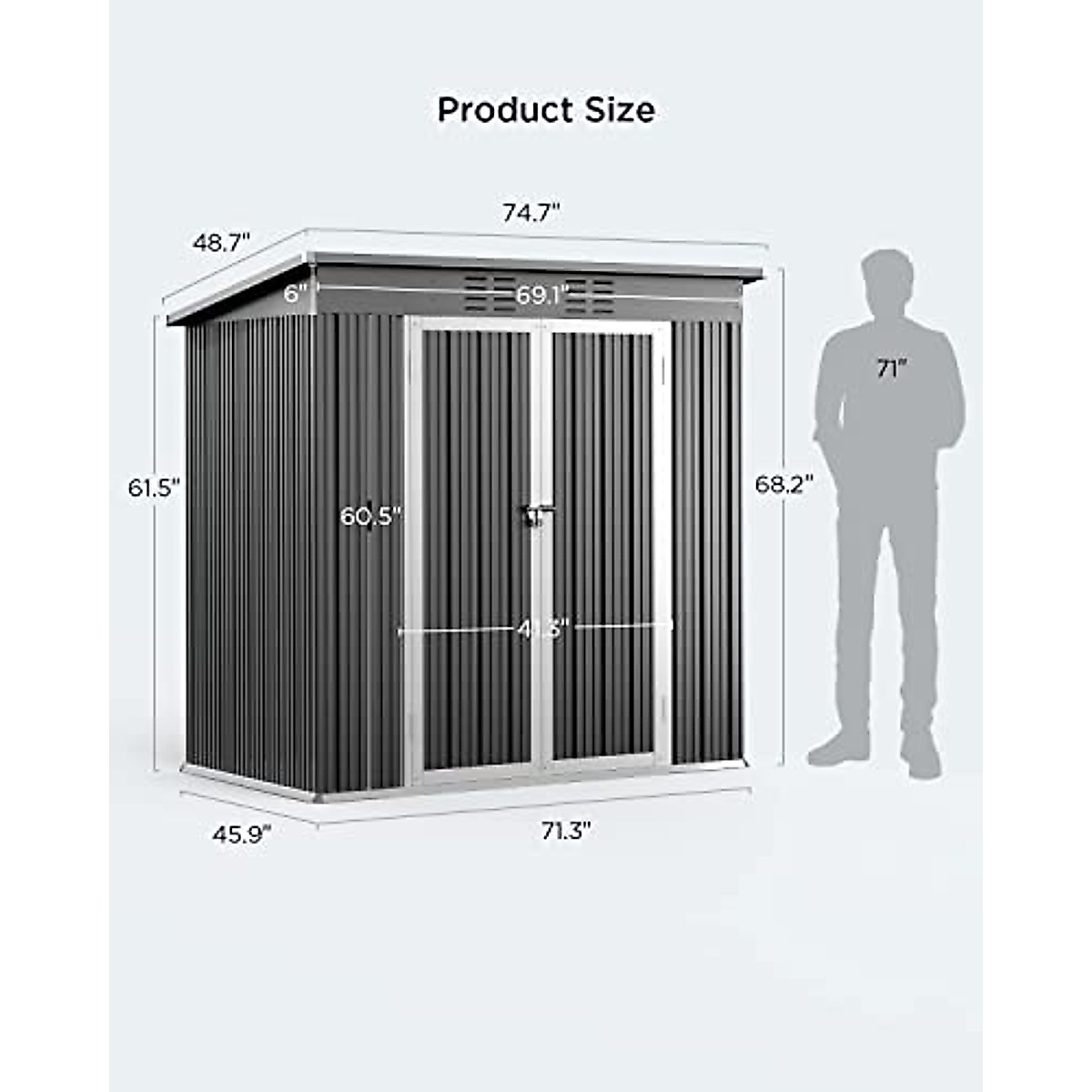 Bealife 6' x 4' Outdoor Storage Shed Clearance with Floor Base, Metal Outdoor Storage Cabinet with Double Lockable Doors, Waterproof Tool Shed, Backyard Shed for Garden, Patio, Lawn, in 2boxes(Grey)