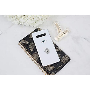 Metal Charm Stickers for Cell Phone Cases. Evil Eye and Hamsa Set of 2 Reusable & Removable Leaves No Residue. Universal Spiritual Symbols of Protection and Good Luck. (Evil Eye and Hamsa Hand.)