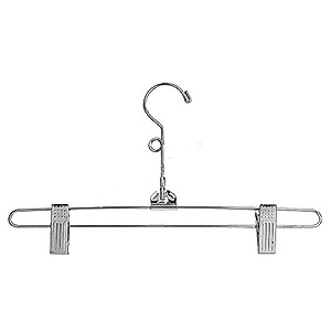 12" Pant Skirt Hangers Metal 50 pcs Chrome Hanger Embar Pants Hangers Coat Rack Clothes Rack Clothes Hangers Clothes Hanger Rack Pant Hangers with Clips