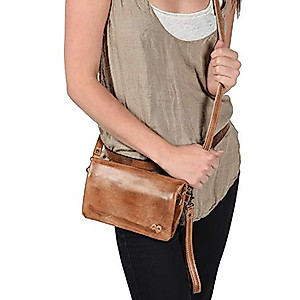 Bed|Stu Women's Cadence Leather Wallet, Crossbody or Clutch (Tan Rustic)