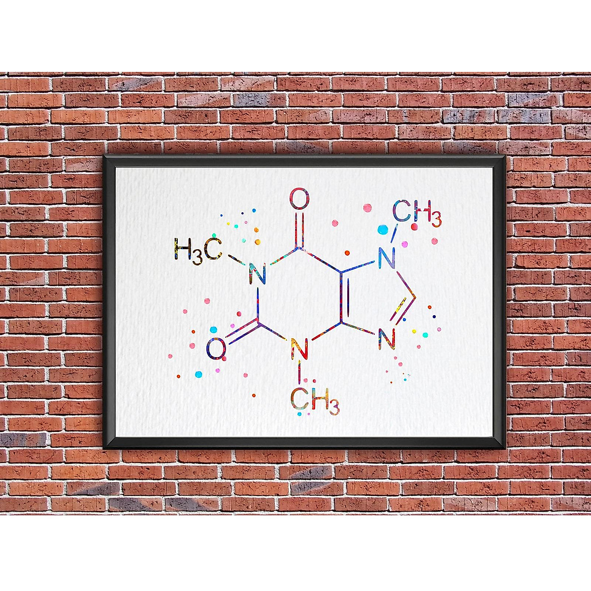 Dignovel Studios 8X10 Unframed Caffeine Molecule Chemical Symbol Watercolor Art Print Poster Housewarming Wall Giclee Office Home Decor DN536