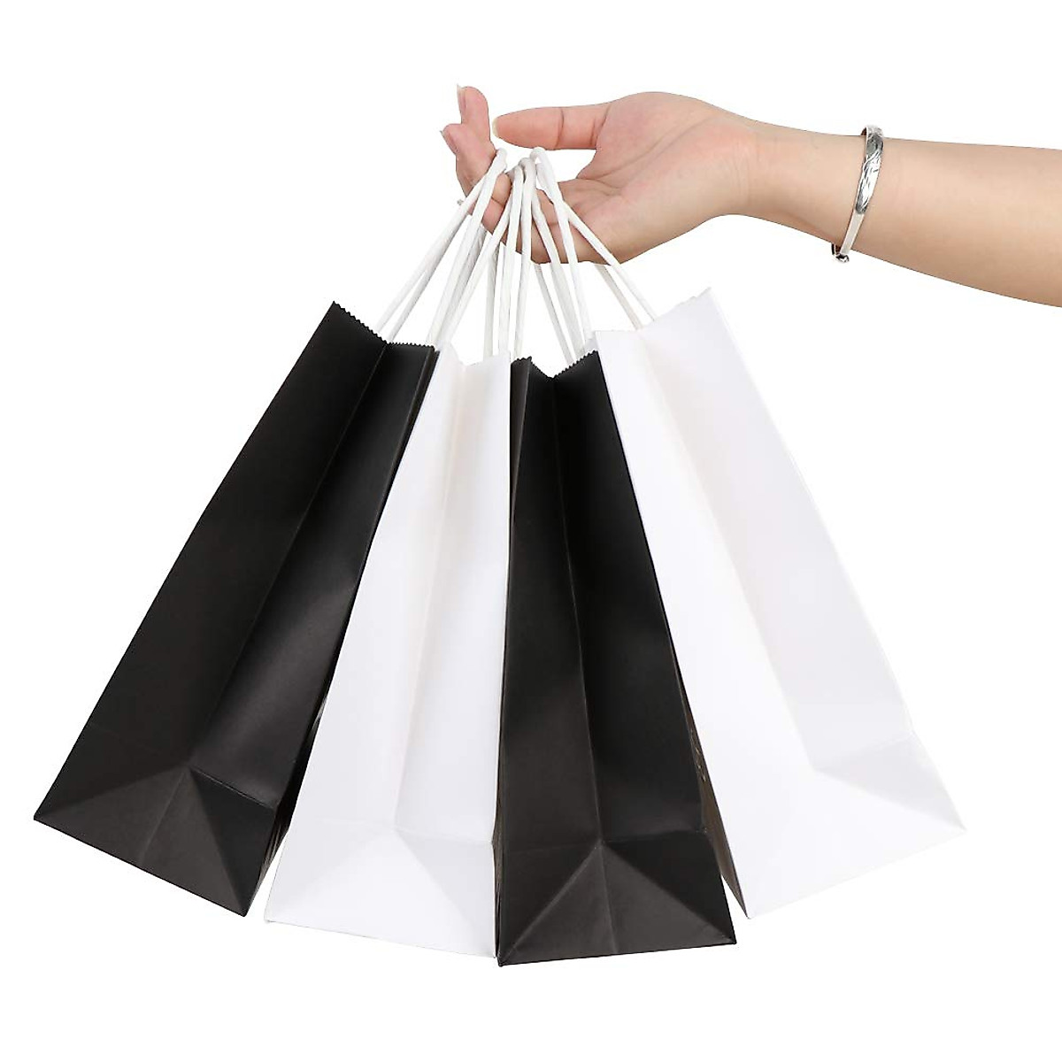 OurWarm 12pcs Wedding Party Gift Bags 6 Groomsmen 6 Bridesmaid Gift Bags Paper Bags with Handles for Bachelorette Party Bridal Shower Favors, Rose Gold Foiled Team Bride Team Groom