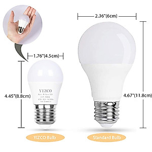 YIZCO A15 Refrigerator Light Bulb 4W 40Watt Equivalent 120v Appliance Bulbs Fridge Freezer Led Bulbs Waterproof Daylight White 2 Pack