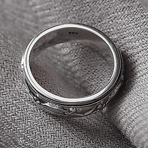 NOVICA Artisan Handmade Sterling Silver Meditation Spinner Ring Artisan Crafted from India No Stone Band [band Width 5 mm W] ' Spinning Vines'