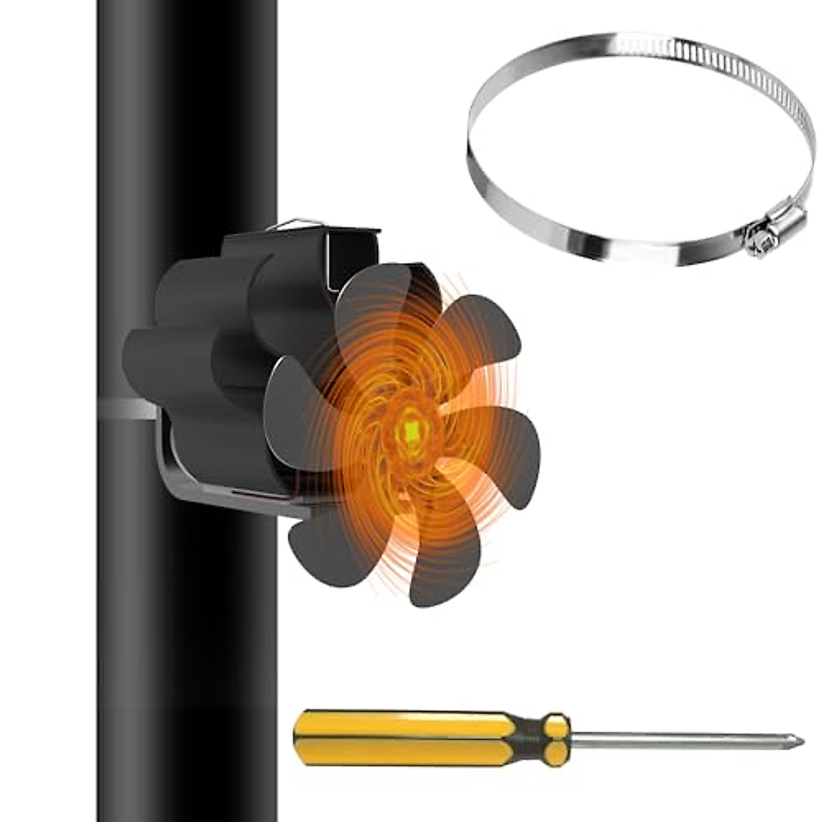 ABUNRO 6-Blades Wood Stove Fan with Hose Clamp, Pipe Heat Powered Stove Fans for Log/Wood/Pellet Buring stoves, Save Fuel&Efficient Heat Transfe