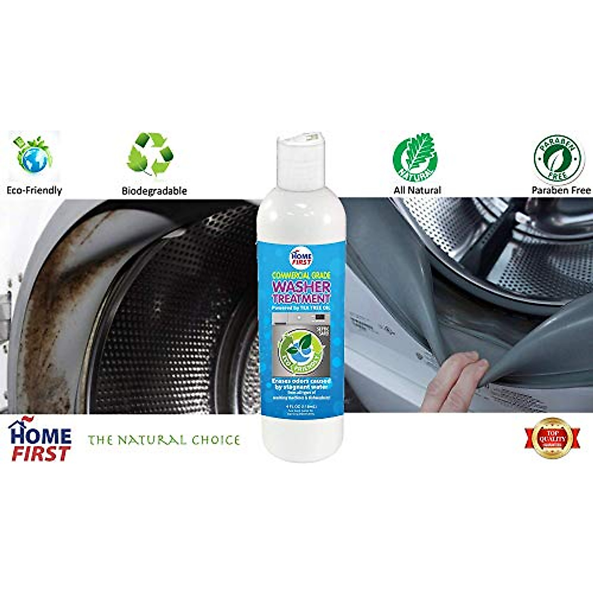 Heavy Duty Washing Machine Cleaner - 2 Treatments/Bottle Helps Remove Odor Causing Residue and the Smell of Stagnant Water Even Behind The Drum of Your Front or Top Load Washing Machine - 2 Pack