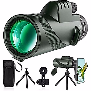 80x100 Monocular-Telescope Low Night Vision Monoculars High Definition for Adults High Powered with Smartphone Adapter Telescope Hunting Wildlife Bird Watching Travel Camping Hiking