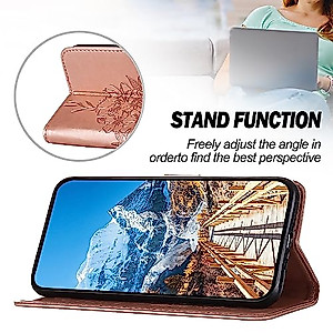 Galafu Case for Sony Xperia 1 III, Magnetic PU Leather Cover with Card Slot and Kickstand, Shockproof Flip Wallet Case with TPU Inner Shell for Sony Xperia 1 III, Rose Gold