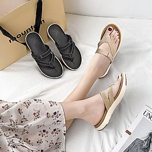 COFACE Womens Orthopedic Flip Flops Ladies Slip On Athletic Yoga Memory Foam Cushioned Recovery Walking Thong Sandals Summer Beach Pool Slippers Comfortable Plantar Fasciitis Arch Support Beige Size 8