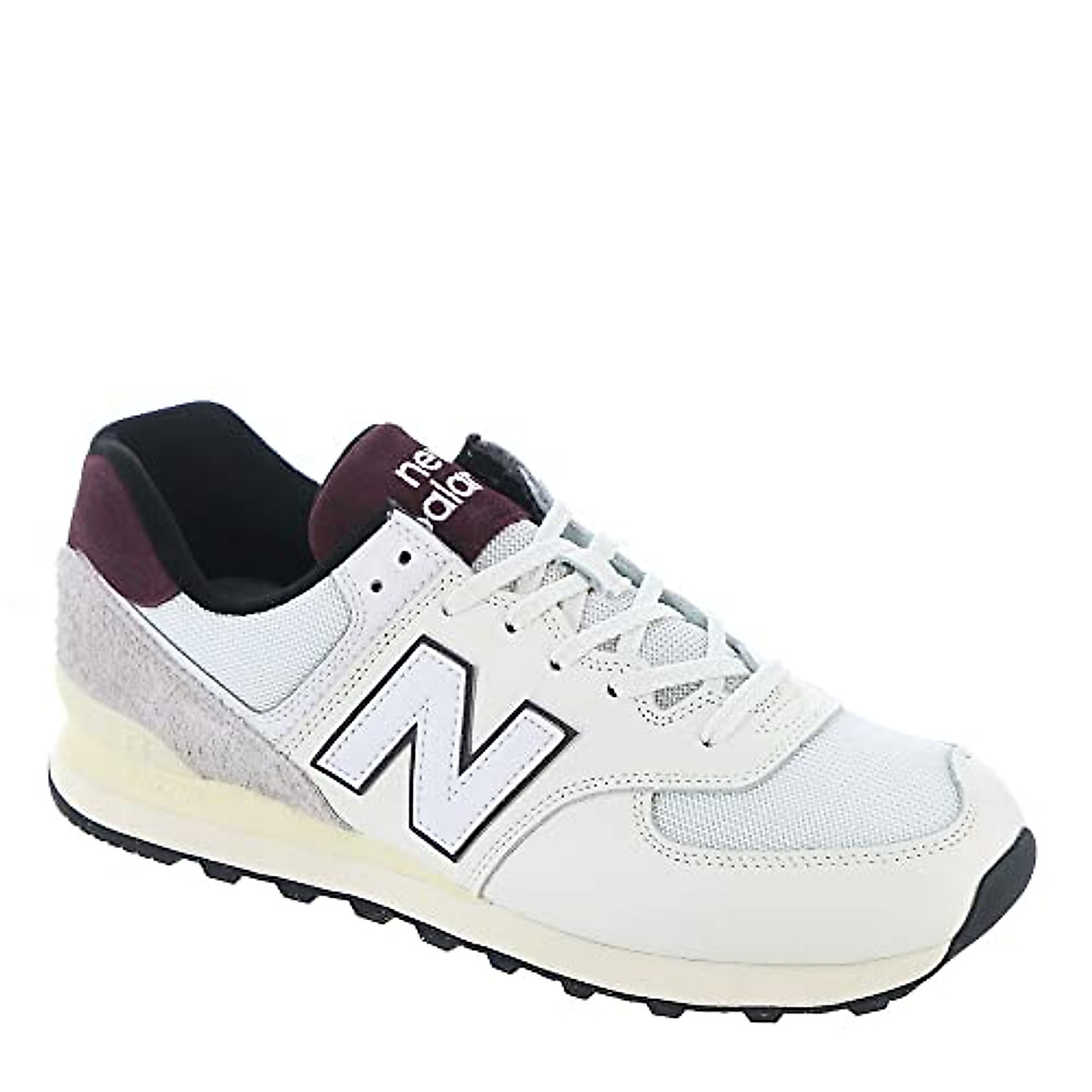 New Balance Unisex 574 V2 Lace-Up Sneaker, White/Burgundy, 9.5 US Men