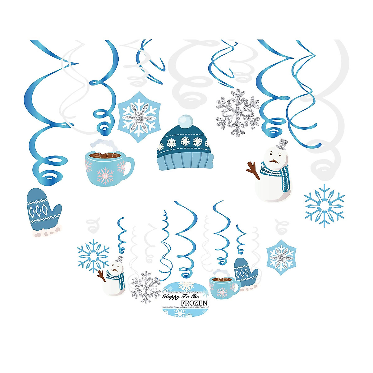 Christmas Snowman,Snowflake,Winter,Snow Frozen Hanging Swirl Decorations for Festival,Party,Together,Celling,Classroom,Home,Office,Bedroom(30Ct)