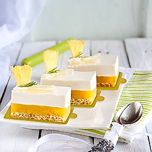 200 Pcs Mini Rectangular Cardboard, Mousse Cupcake Base, Cake Dessert Paper Board, Dissert Plates Circle Patries Cardboard Base Decorating Display for Party Wedding Catering Restaurant (Gold)