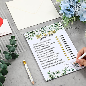 Outus 220 Pieces Bridal Shower Game Set Wedding Games Cards Eucalyptus Lemon Theme Bridal Game Supplies and Pencils Activity Accessories for Bride Groom Bachelorette Party Wedding (Greenery Style)