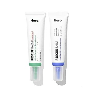 Rescue Balm Original and +Red Correct Bundle from Hero Cosmetics - Post-Blemish Recovery Cream, Intensive Nourishing and Calming for Dry, Red-Looking Skin After a Blemish - Vegan-Friendly (2 Pack)