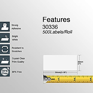 BETCKEY - Compatible DYMO 30336 (1" x 2-1/8") Multipurpose & Barcode Labels - Compatible with DYMO Labelwriter 450, 4XL & Zebra Desktop Printers [10 Rolls/5000 Labels]