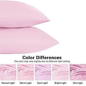 Satin Pillowcase for Hair and Skin, 2 Pack Pink Silk Pillowcase Standard Satin Pillowcase with Envelope Closure(Pink, 20x26 inches)