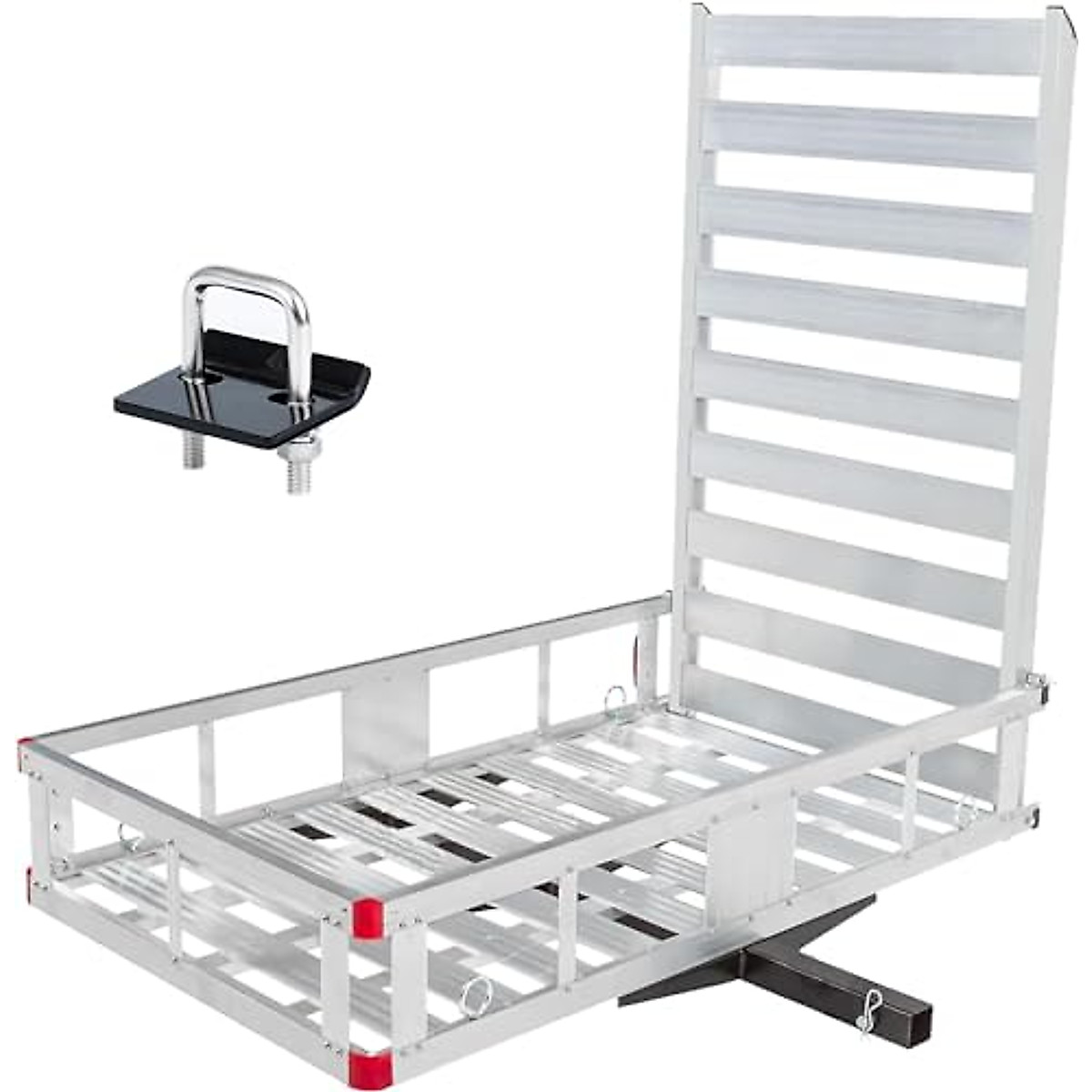 MaxxHaul 80779 50" x 29.5" Trailer Hitch Mount Aluminum Cargo Carrier With High Side Rails With 47" Ramp For RV's, Trucks, SUV's, Vans, Cars - 500 lb. Capacity
