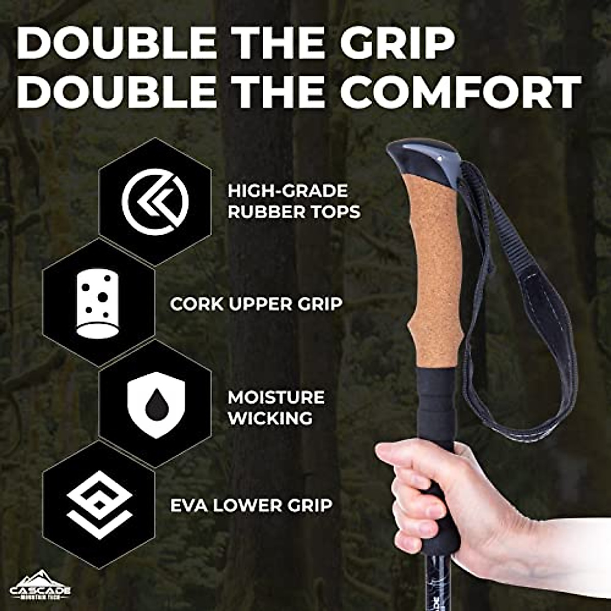 Cascade Mountain Tech Trekking Poles Blue Cork