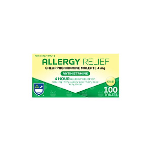 Rite Aid Allergy Medicine, Chlorpheniramine Maleate 4mg - 100 Count Tablets | 4 Hour Allergy Relief | Antihistamine Allergy Medication | Allergy Medicine for Adults | Non Drowsy Allergy Medicine