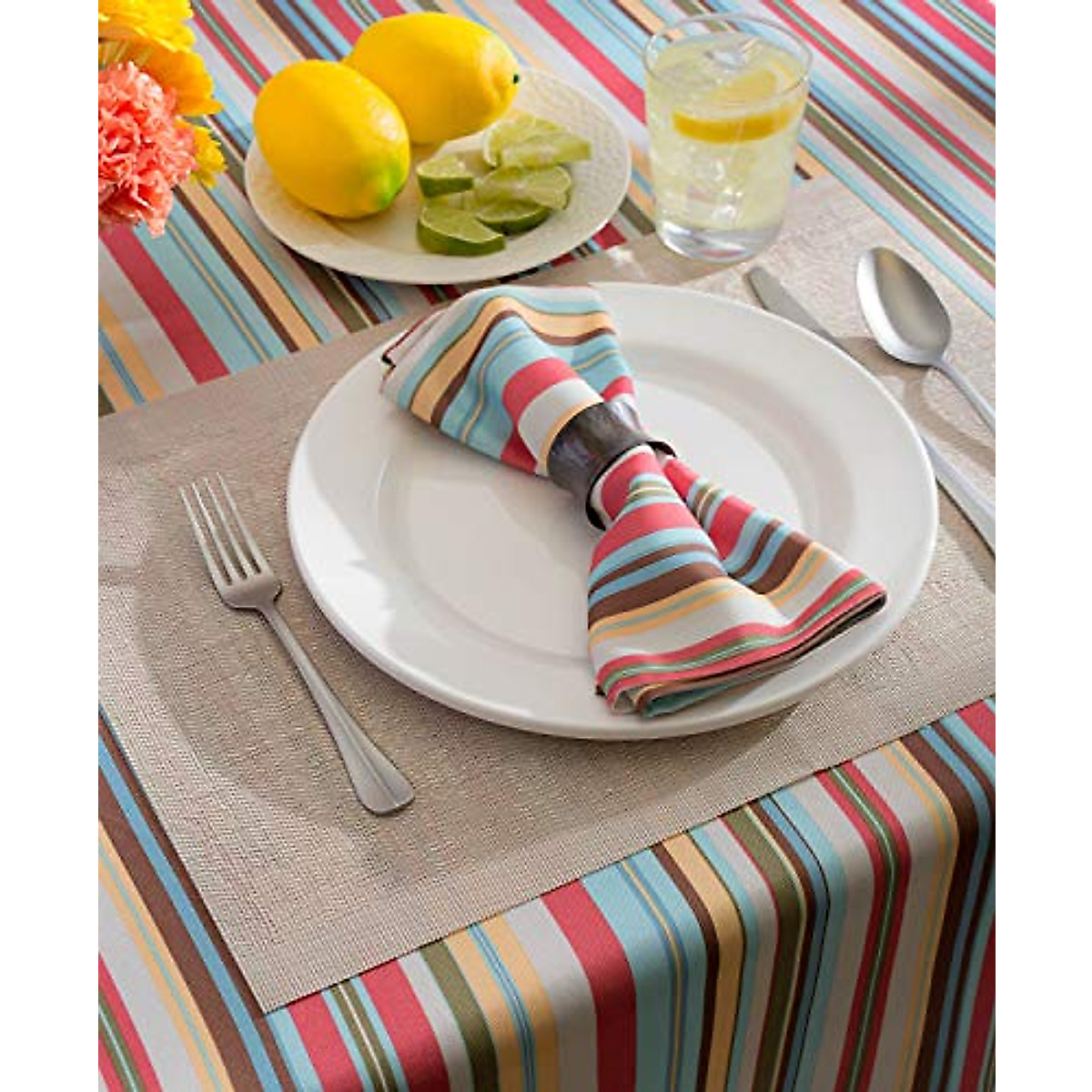 DII Summer Stripe Outdoor Collection Tabletop, Tablecloth, 60x84" w/Zipper (CAMZ34858)