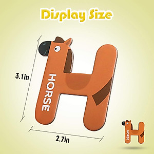 TSYAN Alphabet Magnets for Kids,Jumbo Magnetic Letters Animal Fridge Magnets Colorful ABC Educational Toy Set Preschool Learning Spelling Refrigerator Game for Toddler 3 4 5 Years Old Kids Boys Girls